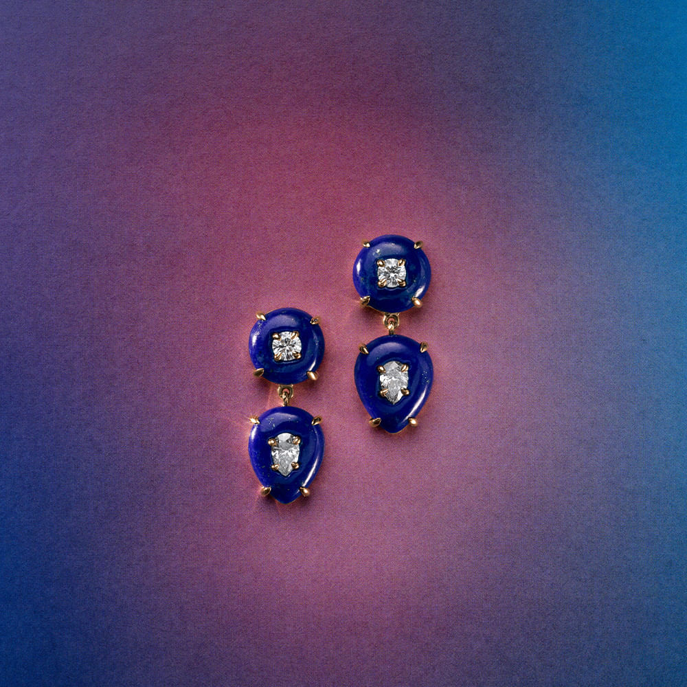 Brincos Frames Lápis Lazúli - Sauer